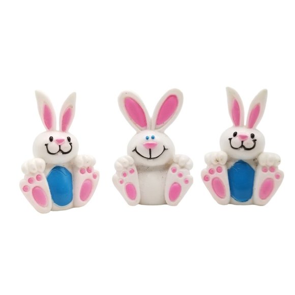 Unbranded | Holiday | Easter Bunny Pvc Figures Small White Rabbit Pink ...